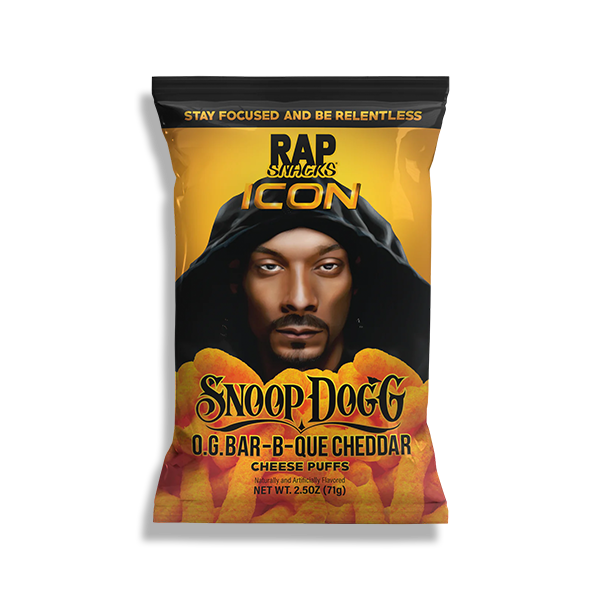 Rap Snacks Snoop Dogg OG Bar-B-Que Cheddar Cheese Puffs | Exoticers
